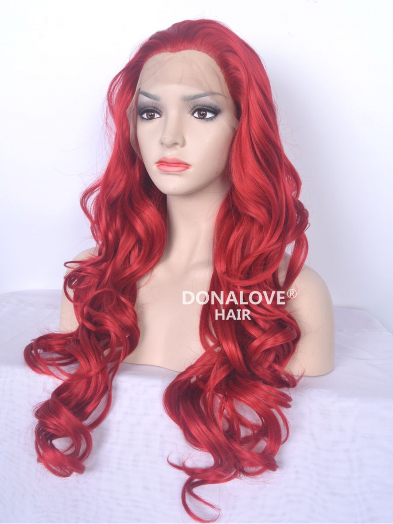 Red Waist-length Wavy Synthetic Lace Wig-SNY020 - SYNTHETIC WIGS ...