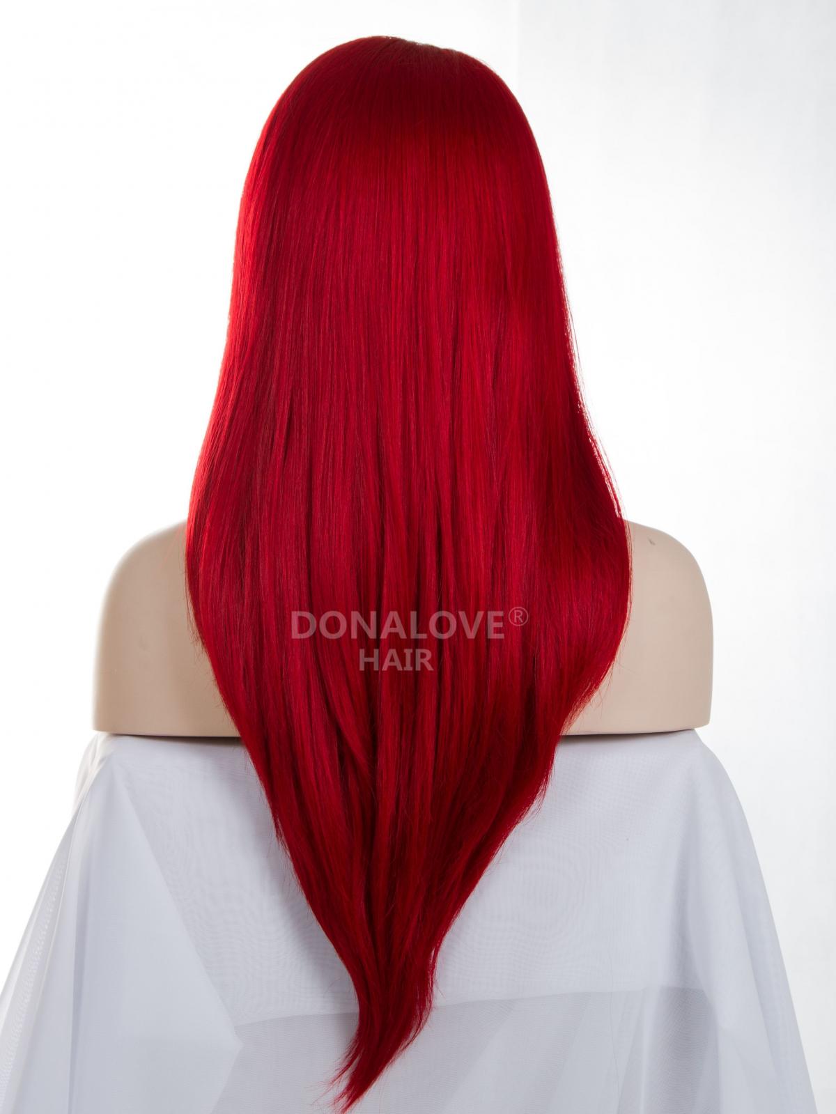 Hot Red Waist-length Straight Synthetic Lace Wig-SNY057 - Home ...