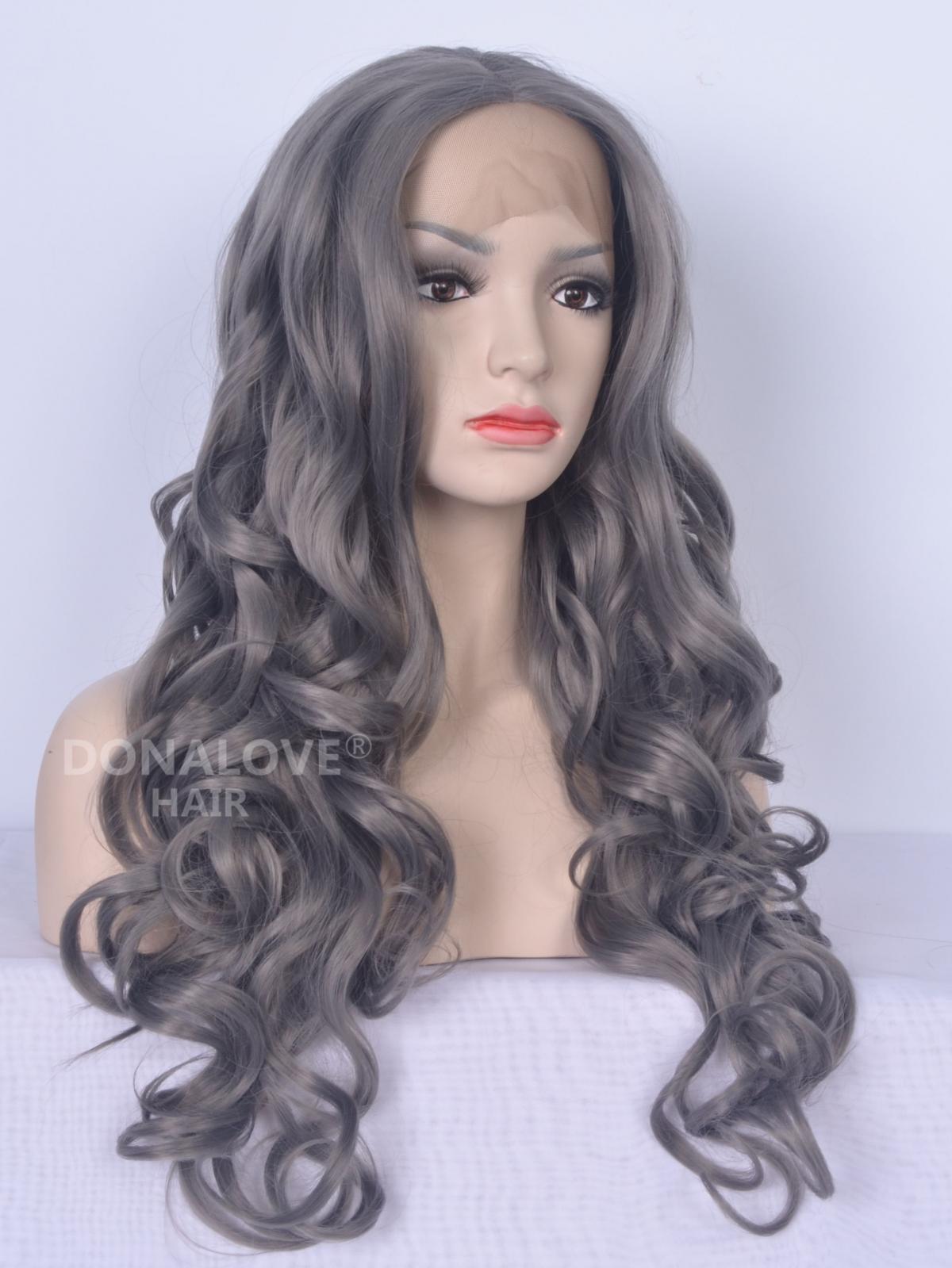 Dark Gray Long Wavy Synthetic Lace Front Wig SNY090 - SYNTHETIC WIGS ...