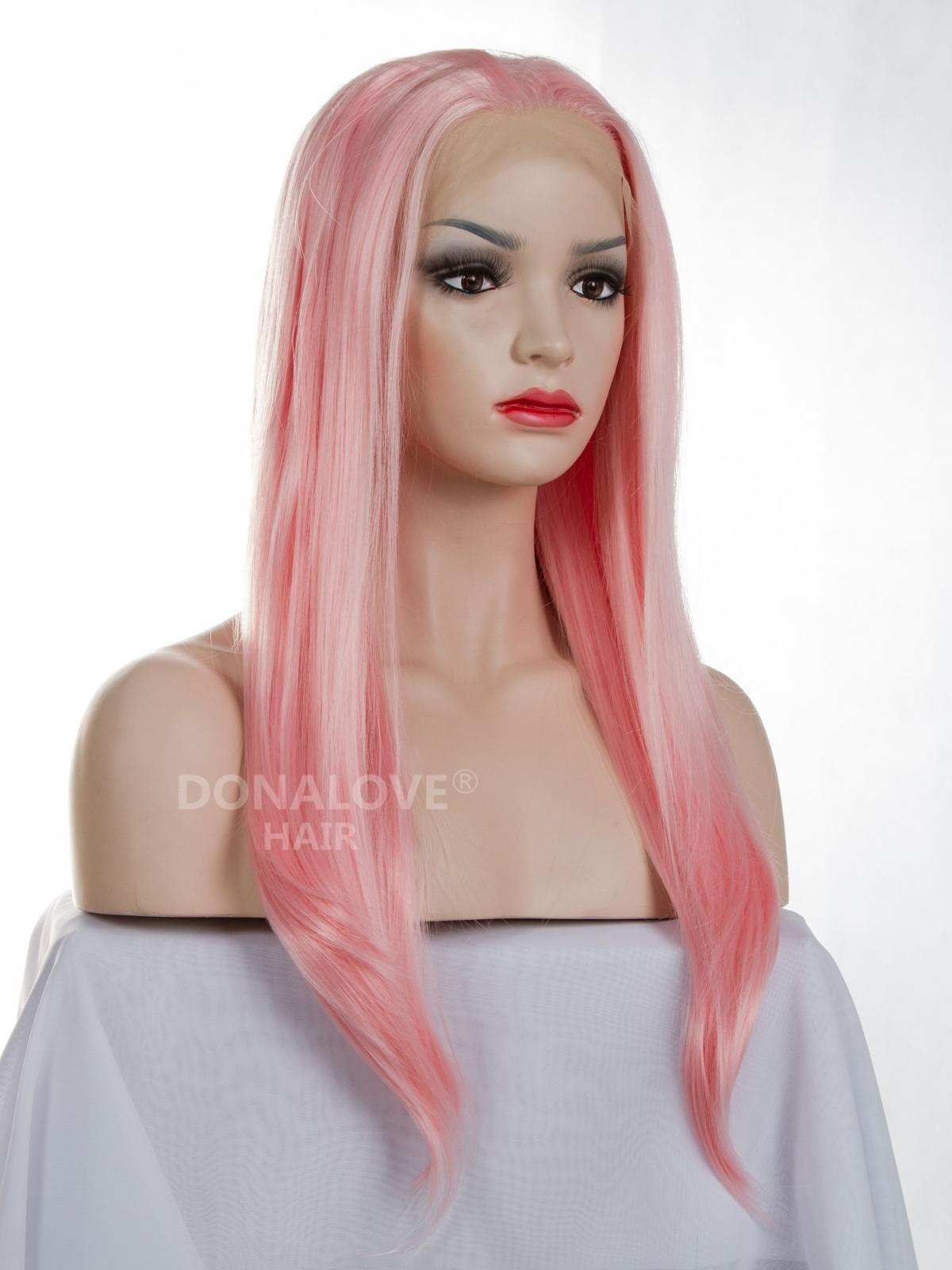 Pink Waist-length Straight Synthetic Lace Wig-SNY011 - SYNTHETIC WIGS ...