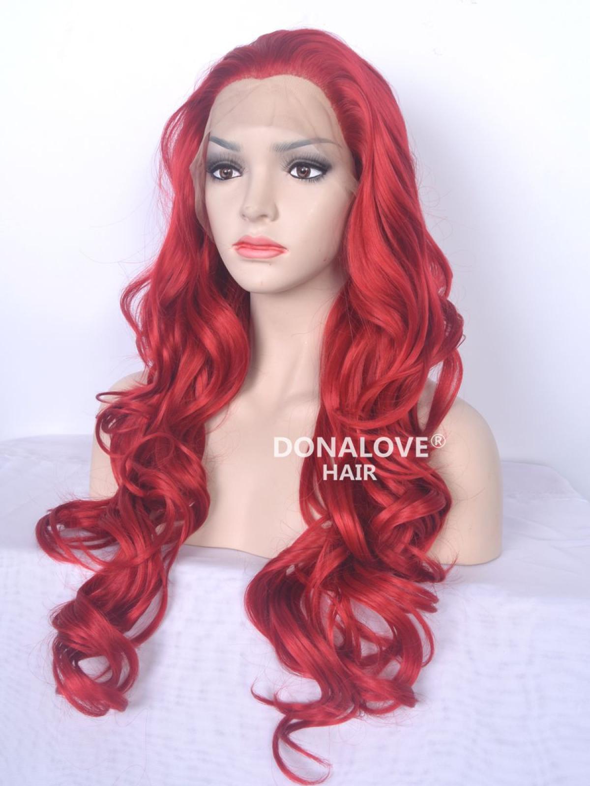 Red Waist-length Wavy Synthetic Lace Wig-SNY020 - SYNTHETIC WIGS ...