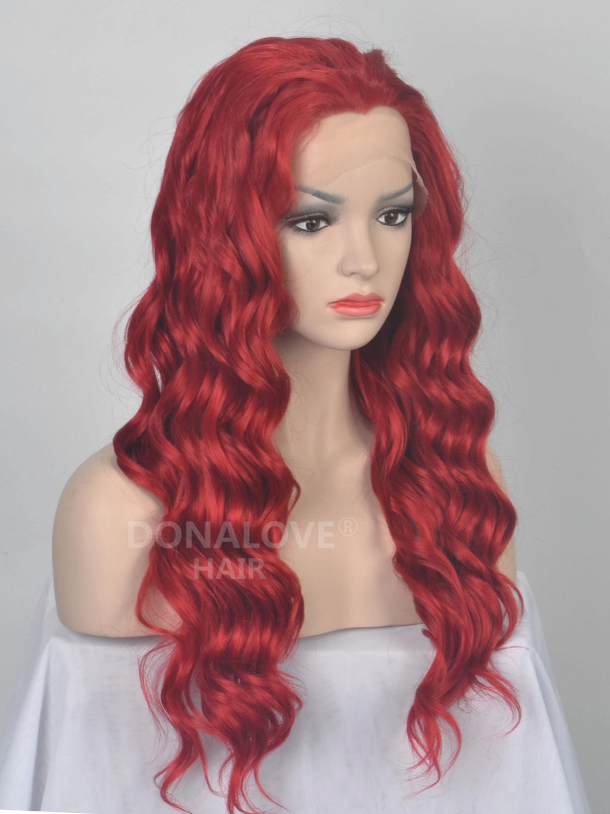 Red Waist-length Wavy Synthetic Lace Front Wig-SNY032 - SYNTHETIC WIGS ...