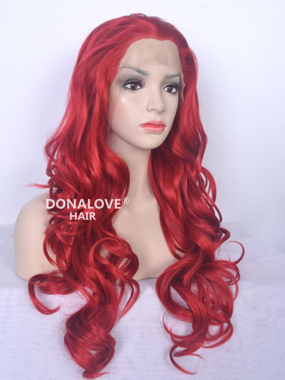 Red Waist-length Wavy Synthetic Lace Wig-SNY020 - SYNTHETIC WIGS ...