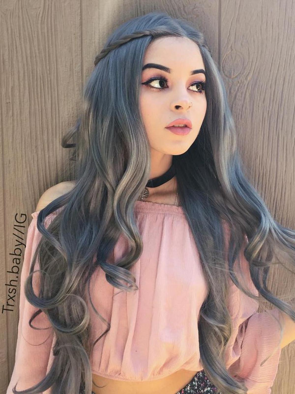 Dark Gray Long Wavy Synthetic Lace Front Wig SNY090 - SYNTHETIC WIGS ...